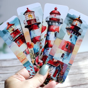 Lighthouse Watercolor Bookmark Collection, Handmade Bookmarks ...