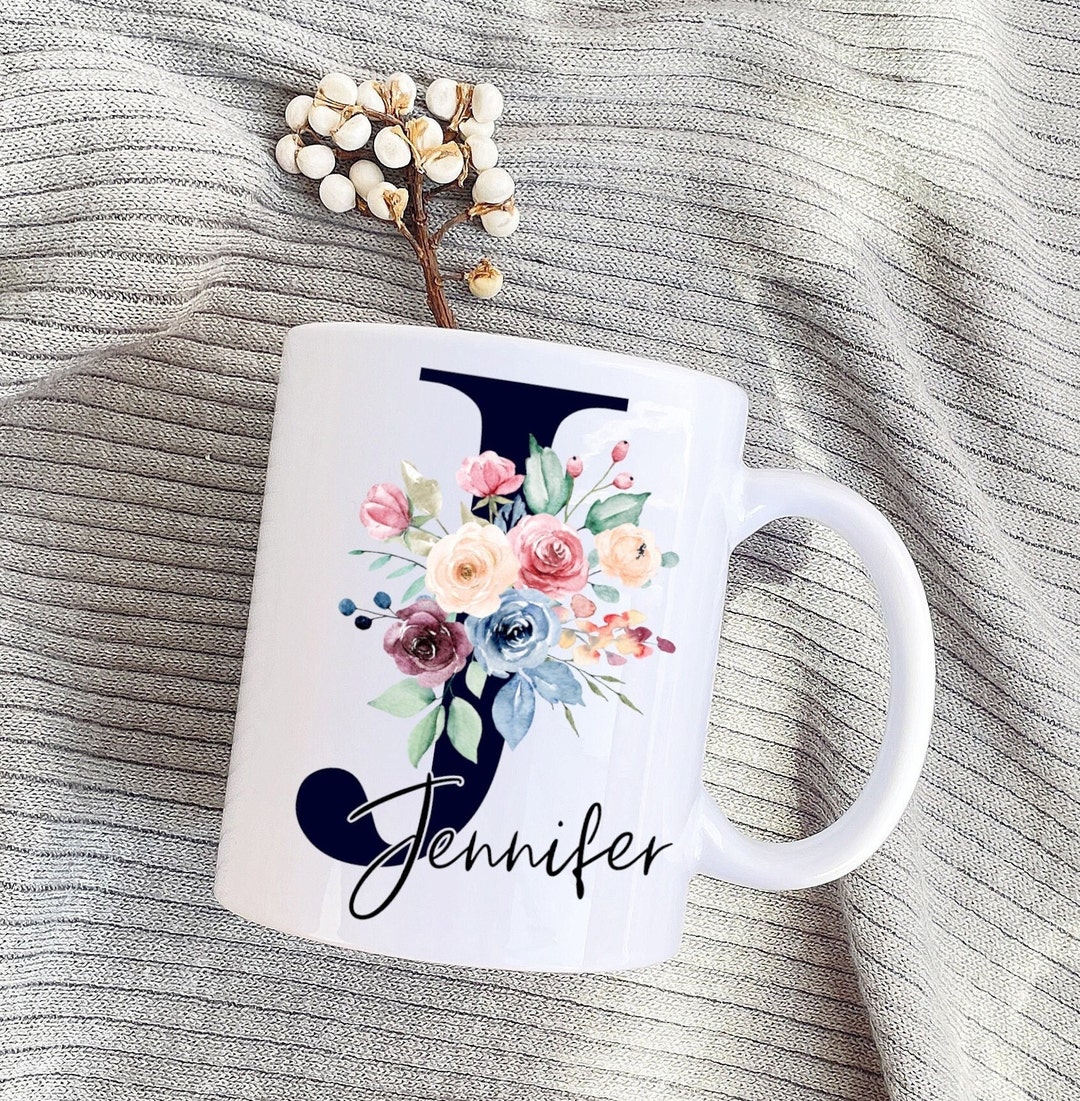 Personalized Name Mug Floral Monogram Mug Initial Mug - Etsy