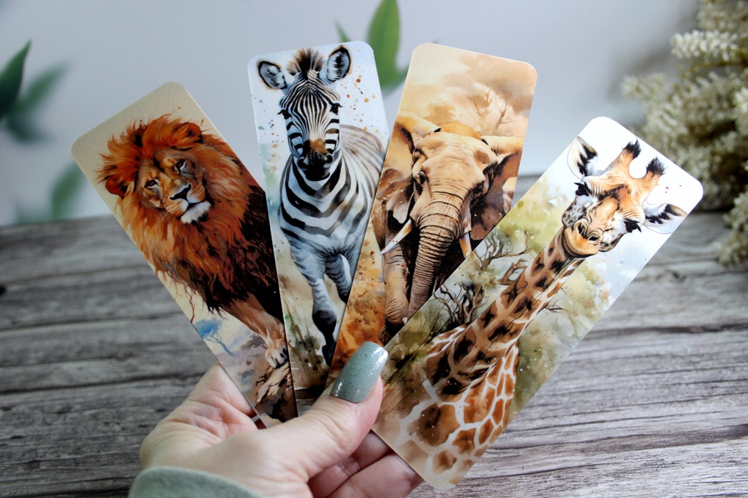 Wild Animal Bookmarks, Handmade Elephant, Zebra, Giraffe or Lion ...