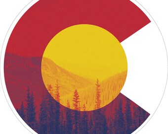 Colorado Flag Denver Skyline Sticker - Etsy