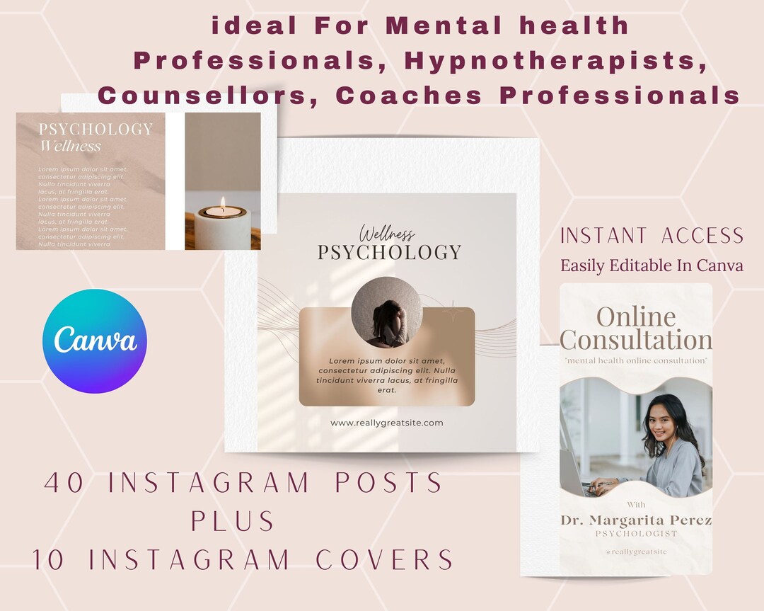 40 Mental Health, Psychology, Counselling Instagram Templates Canva ...