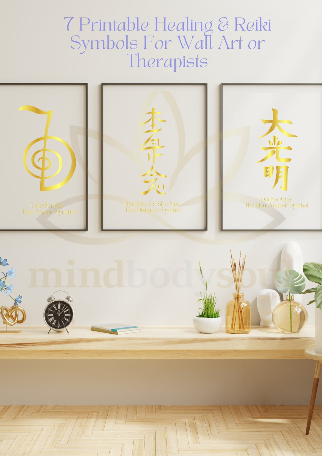 7 REIKI GOLD SYMBOLS for Reiki Healing Design, Reiki Wall Hanging for ...