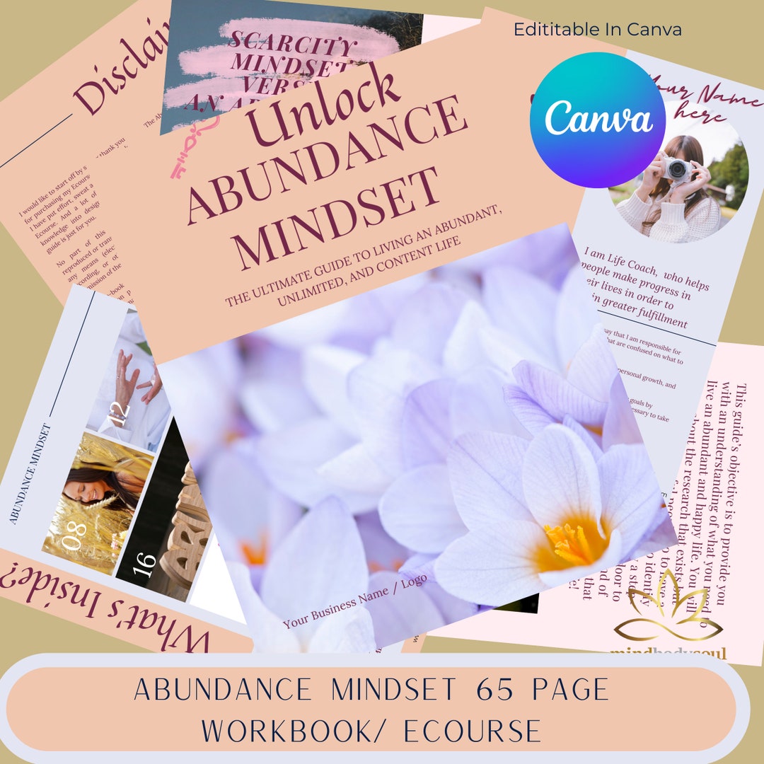 Abundance Mindset Unlock Workbook Journal Planner EDITABLE Made by ...