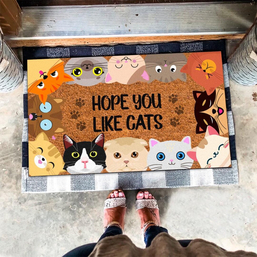Hope You Like Cats, Paw Print Doormat, Cute Cat Doormat, Paw Doormat ...