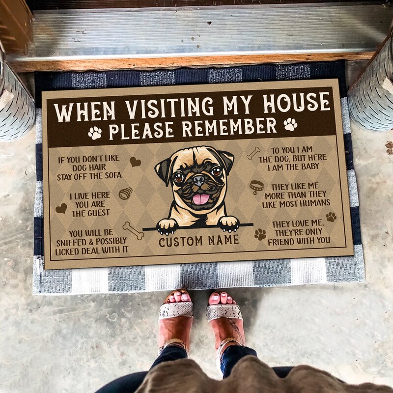Pug Welcome Mat - Etsy