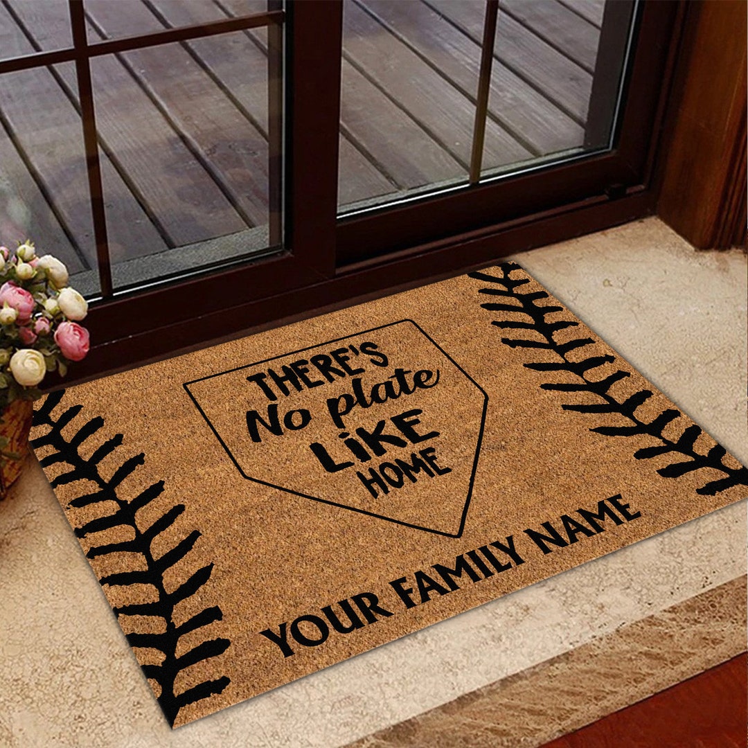 There is No Plate Like Home, Baseball Coir Doormat, Baseball Mat ...