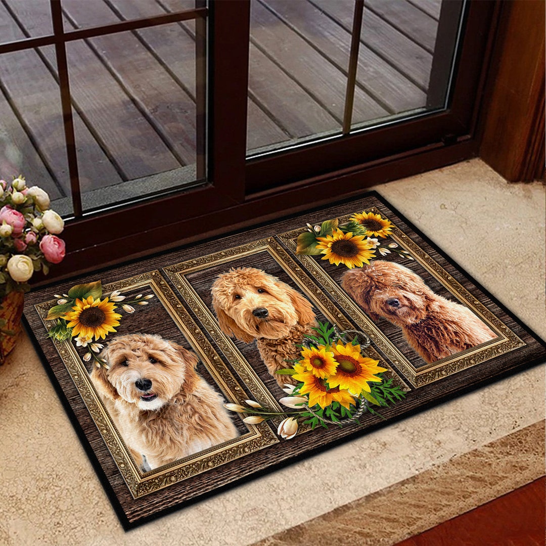 Custom Sunflower Goldendoodle Rug, Goldendoodle Doormat, Goldendoodle ...