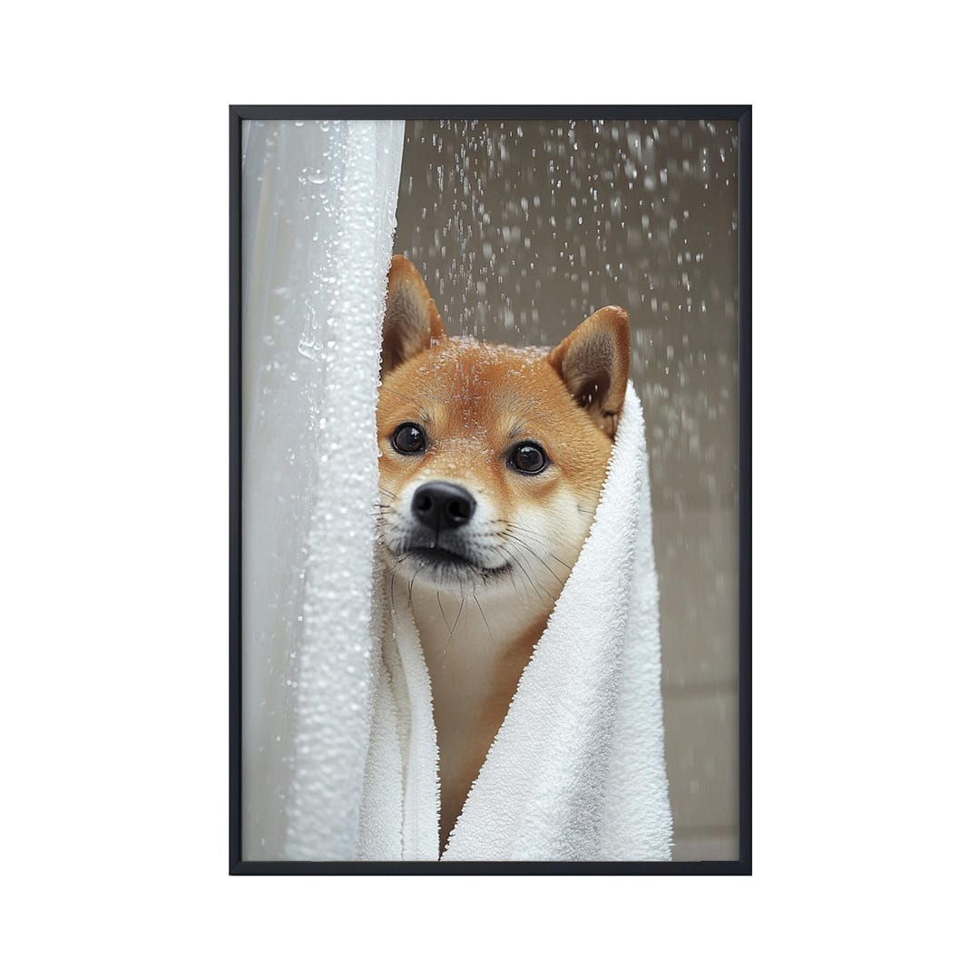 Shiba Inu Dog in Bathtub, Shower Dog Bathroom Decor, Shiba Inu Dog in ...