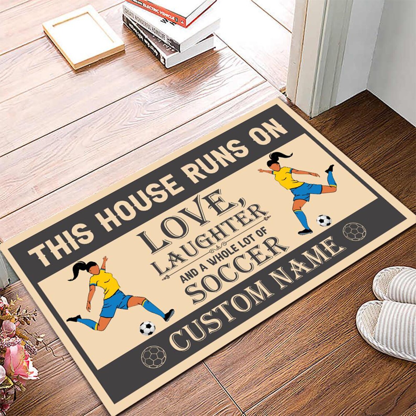 Soccer Doormat, This House Runs on Soccer Mat, Soccer Rug,perfect Gift ...