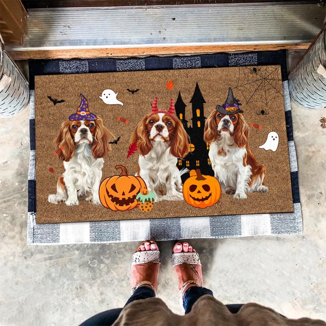 Halloween Cavalier King Charles Spaniel Mat, Spooky Season Doormat ...