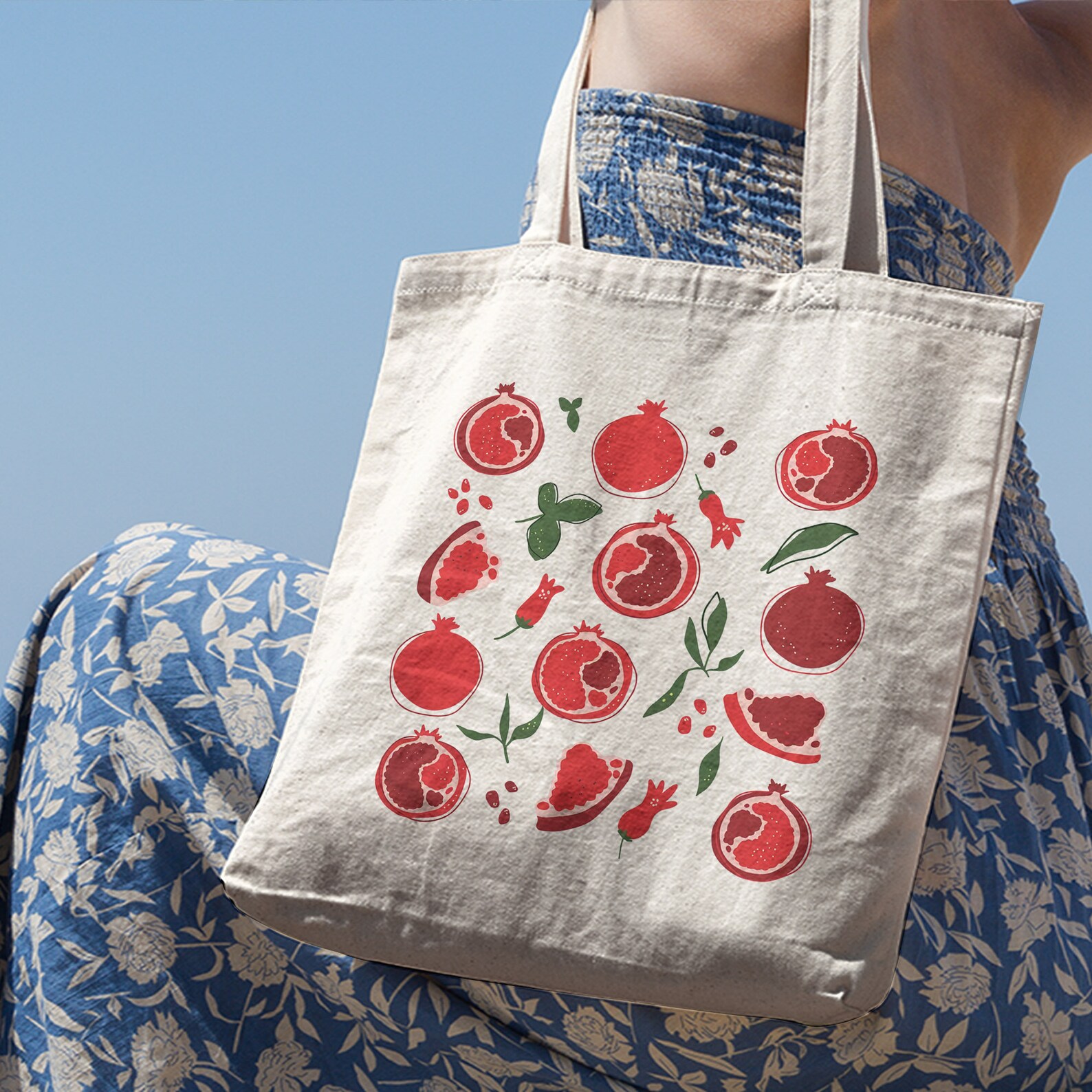Pomegranate Tote Bag, Pomegranate Bag Fruit Cottage Tote Aesthetic Bag ...