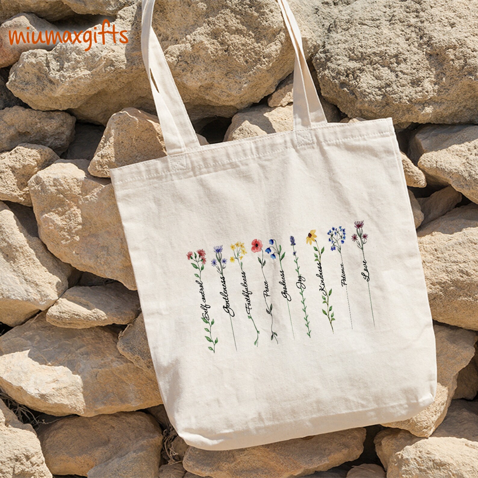 Fruit of the Spirit Christian Tote Bag Wildflower Tote Bag | Etsy