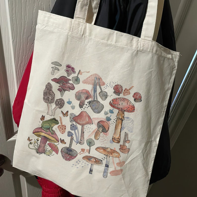 Watercolor Mushroom Tote Bag, Cute Tote Bag, Mushroom Cottagecore ...