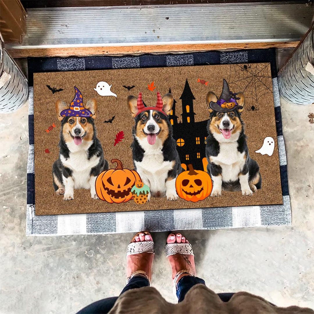 Halloween Pembroke Welsh Corgi Mat, Spooky Season Doormat, Halloween ...