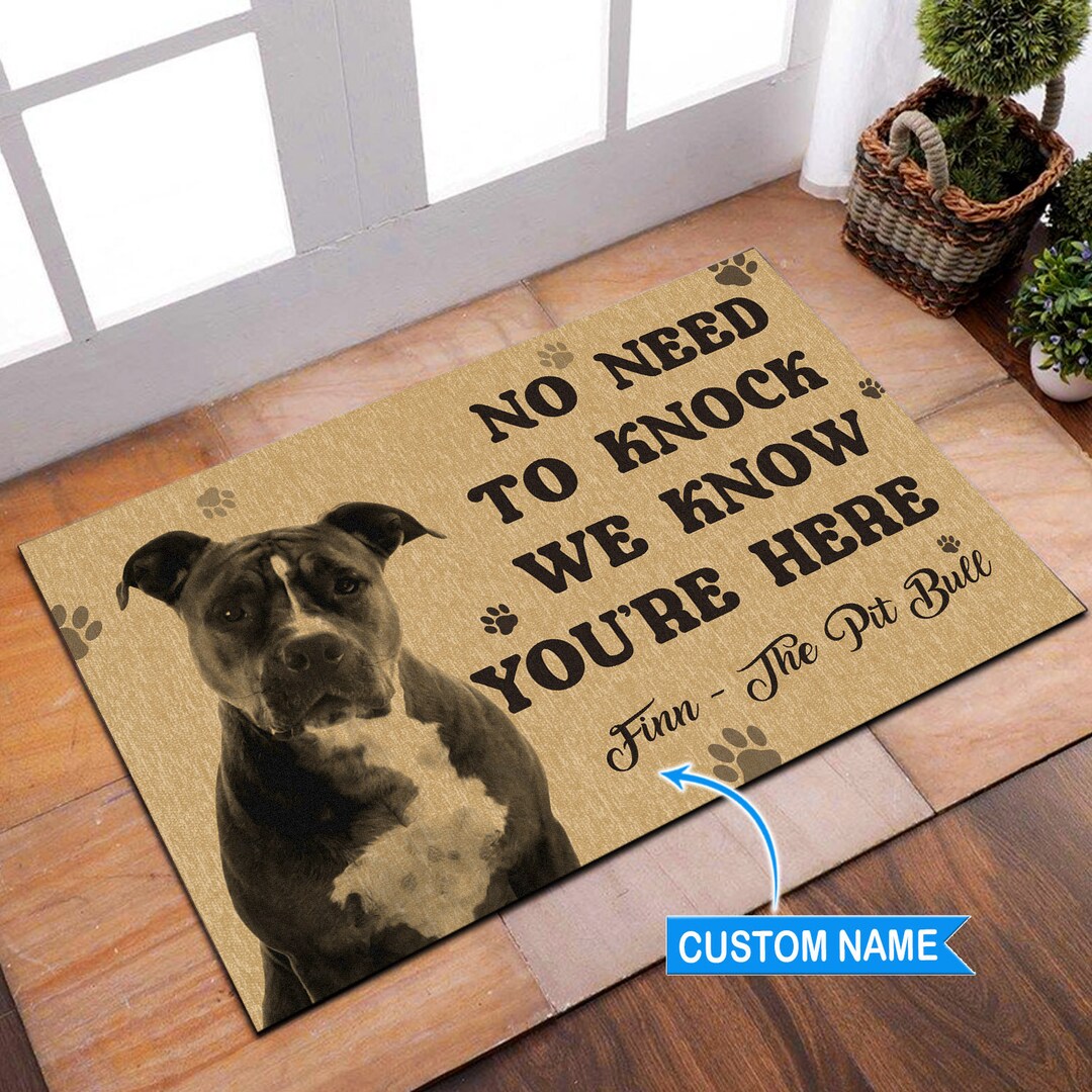 Custom Pit Bull Doormat, Personalized Pit Bull Rug, Custom Dog Doormat ...