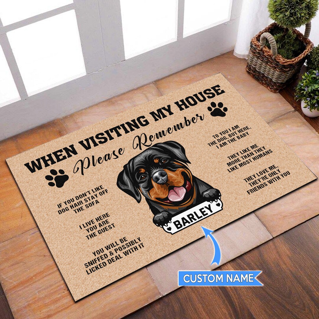 Custom Rottweiler Doormat, Rottweiler Rug, Gift for Dog Lover, Custom ...