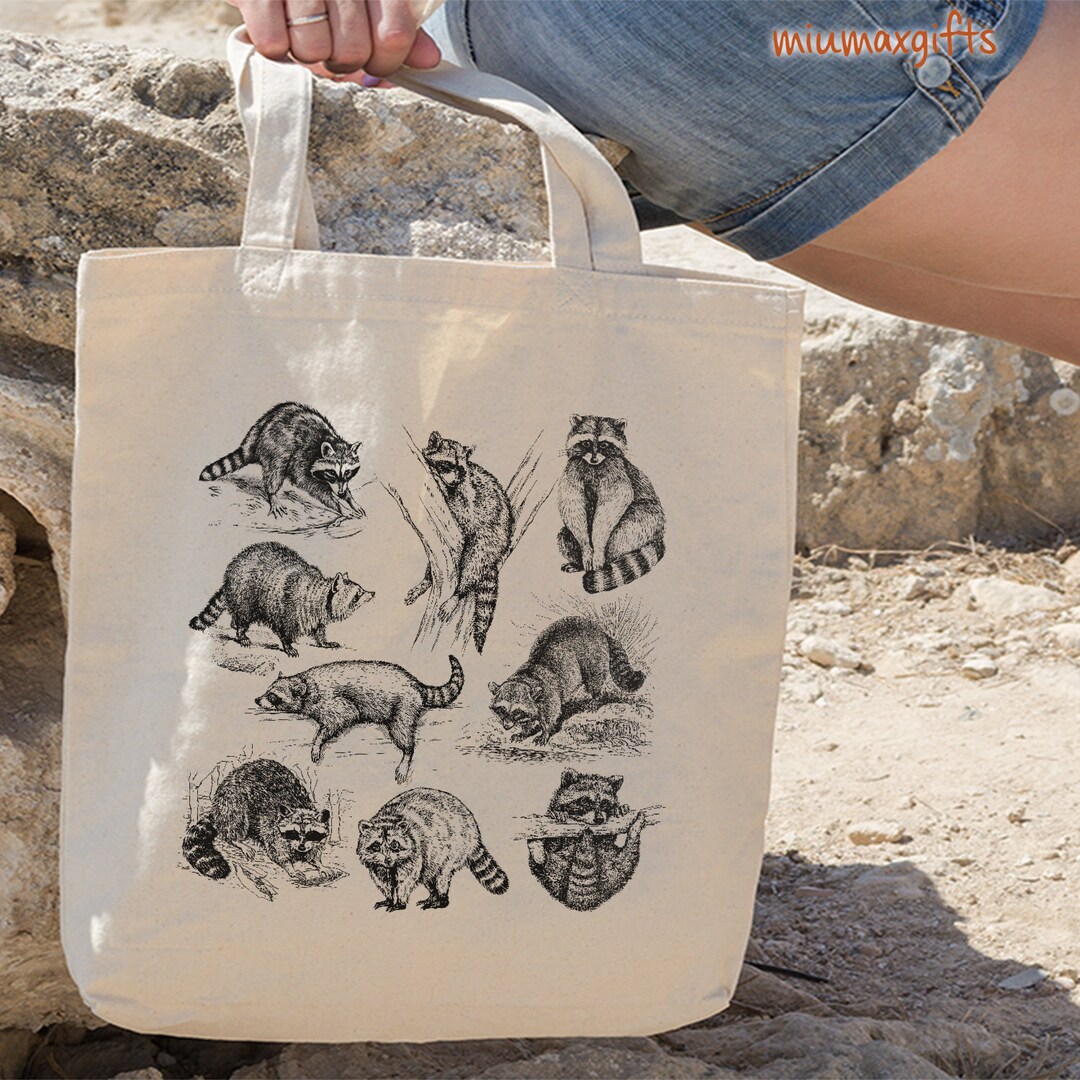 Raccoon Tote Bag, Raccoon Bag, Raccoon Tote, Bear Tote Bag, Design by ...