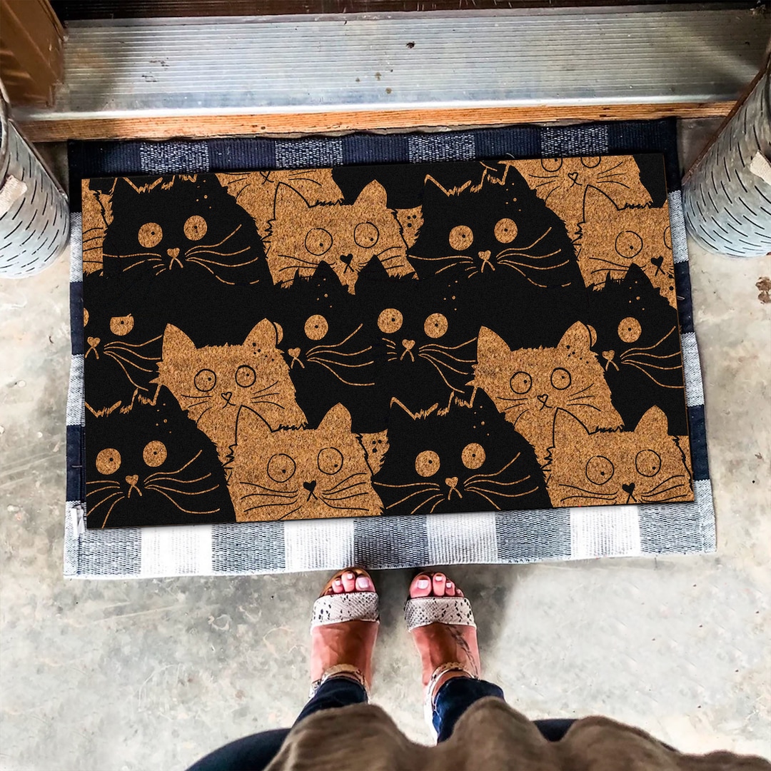 Confused Cats Outdoor Rug, Cat Doormat, Cute Entryway Decoration ...