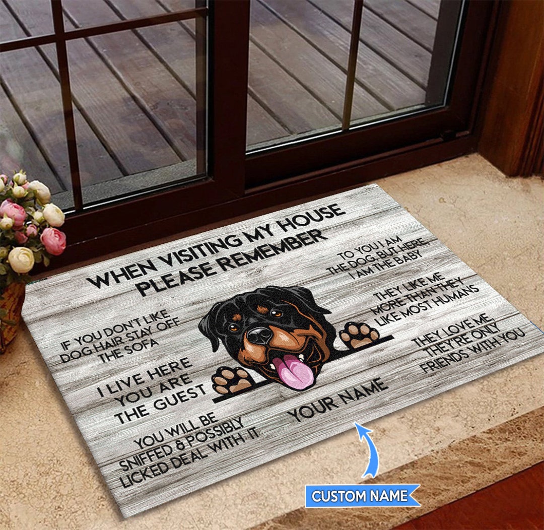 Rottweiler Mat, Rottweiler Rug, Rottweiler Doormat, Visiting My House ...