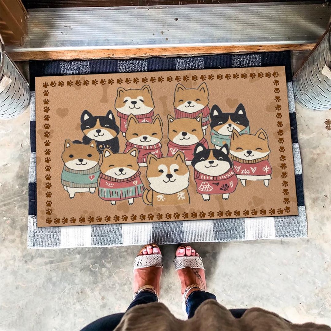 Cute Shiba Inu Doormat, Shiba Inu Mat, Shiba Inu Rug, Shiba Inu Welcome ...