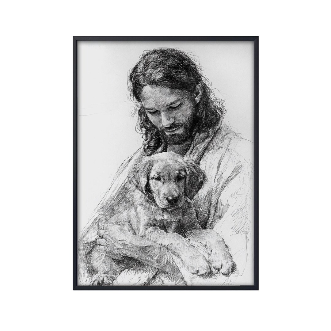 Jesus and Chesapeake Bay Retriever Poster, Chesapeake Wall Art ...