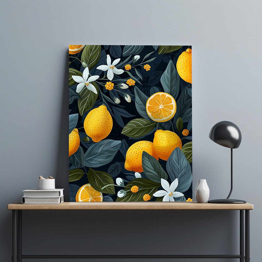 Lemon Canvas Poster, Lemon Wall Art, Vintage Lemons Print, Fruit ...