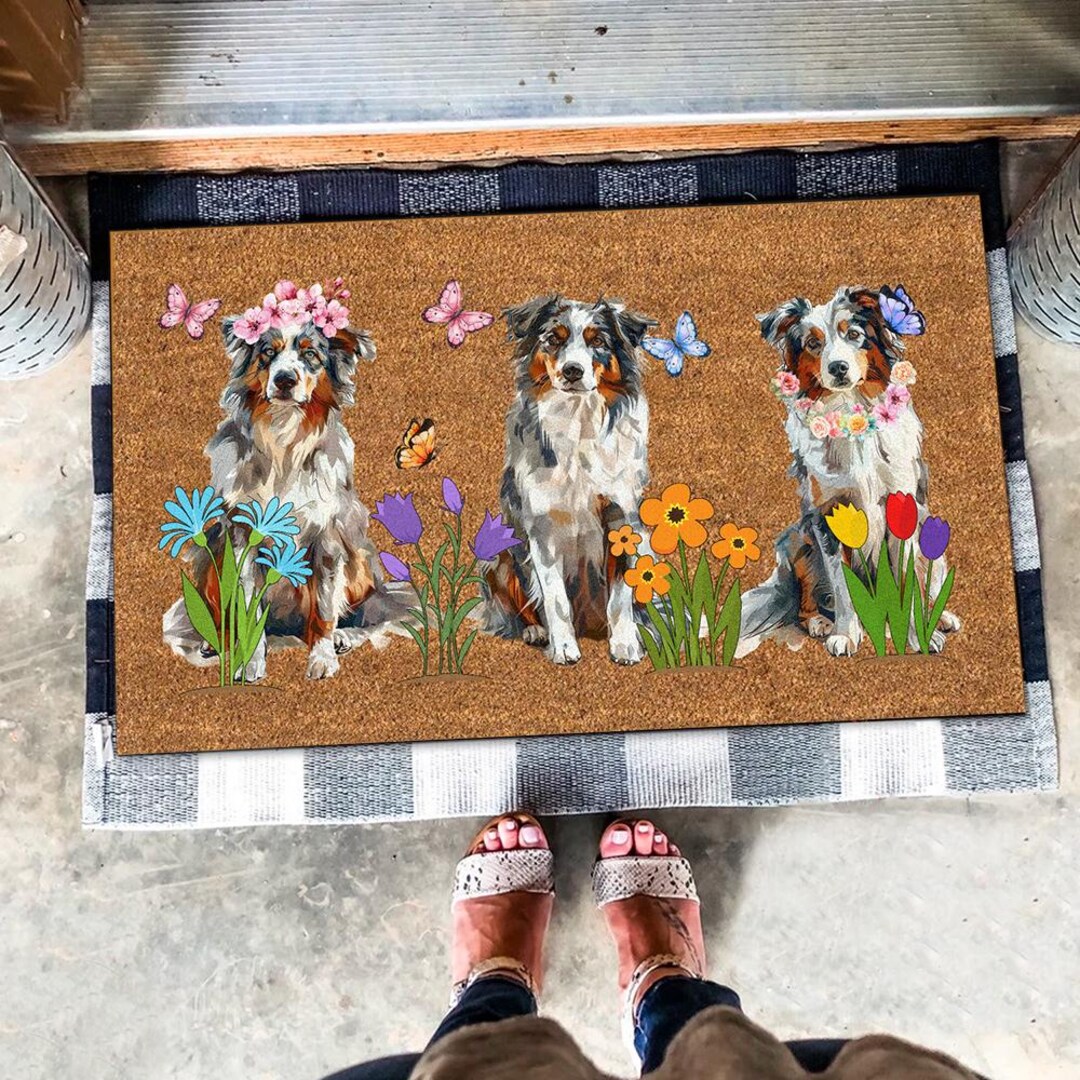 Australian Shepherd Mat, Cute Australian Shepherd Doormat, Australian ...