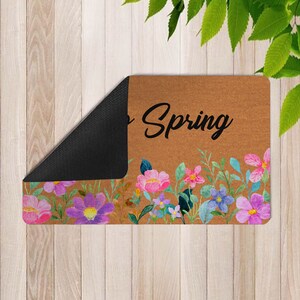 Hello Spring Doormat, Flowers Doormat, Wildflower Family Gift Doormat ...