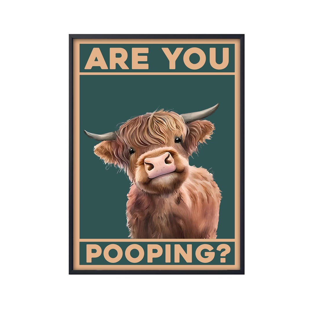 Funny Cow Are You Pooping Poster, Highland Cow Poster Wall Art, Farm ...