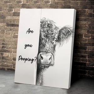 Funny Cow Are You Pooping Poster, Highland Cow Poster Wall Art, Farm ...
