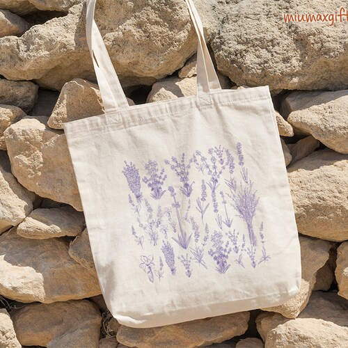 Lavender Tote Bag Abstract Flowers Tote Bag Floral Tote Bag - Etsy