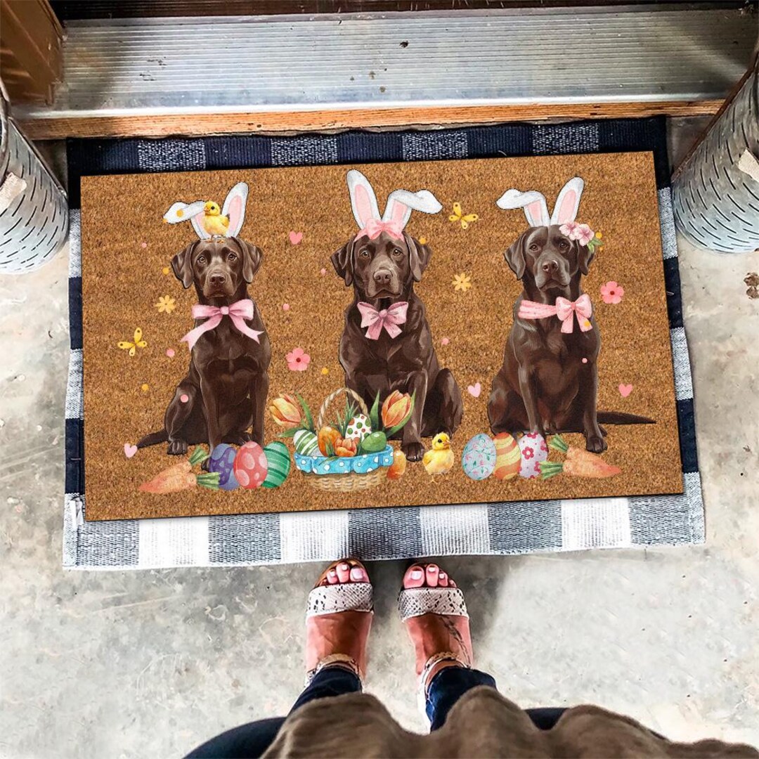 Easter Chocolate Labrador Mat, Cute Labrador Easter Doormat, Dog Lover ...