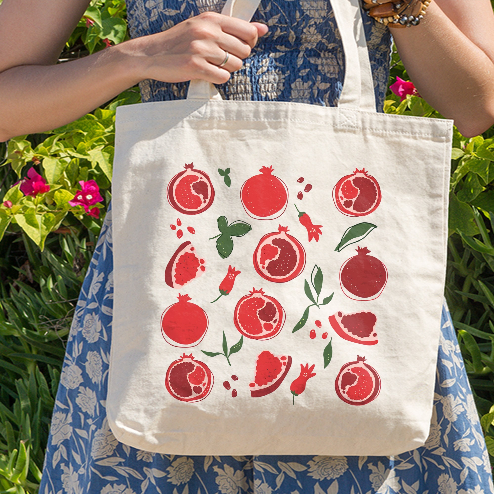 Pomegranate Tote Bag, Pomegranate Bag Fruit Cottage Tote Aesthetic Bag ...