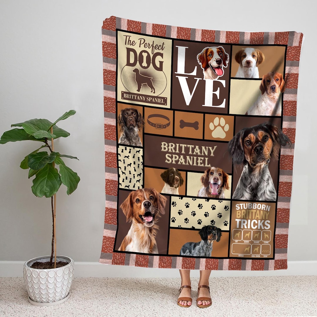 Brittany Spaniel Blanket, Brittany Dog Sherpa Blanket, Dog Fleece ...
