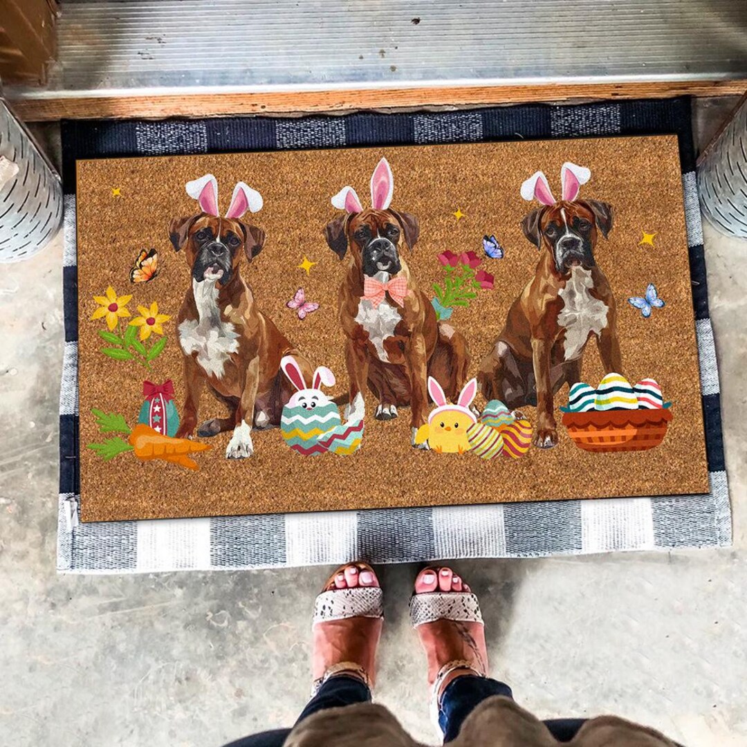 Easter Boxer Mat, Cute Boxer Easter Doormat, Dog Lover Gift, Dog ...