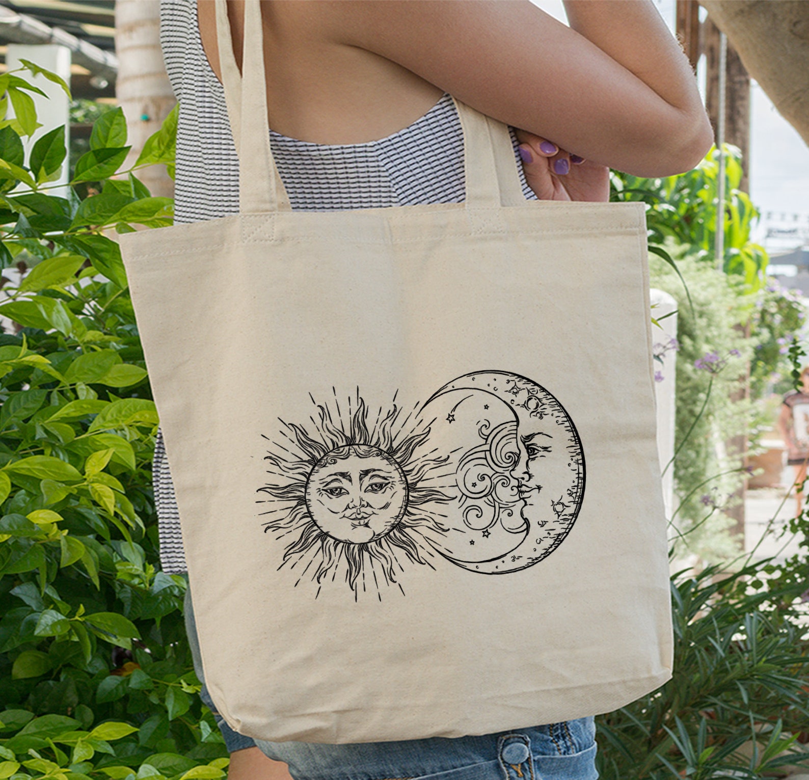 Sun and Moon Tote Bag, Sun Tote Bag, Moon Tote Bag, Canvas Tote ...
