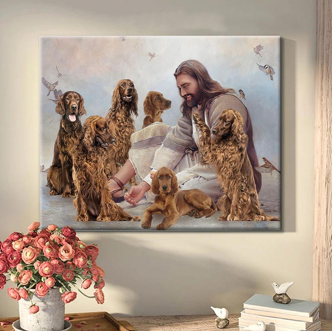 God Surrounded by Irish Setter Wall Art, Angels Jesus Poster, God With ...
