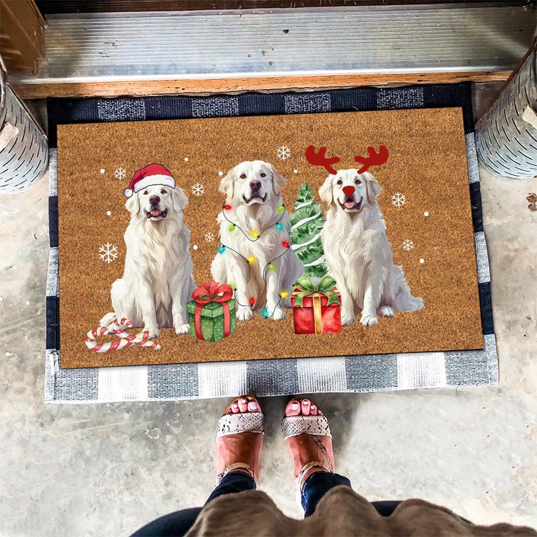 Christmas Great Pyrenees Mat, Xmas Dog Rug, Christmas Dog Doormat ...
