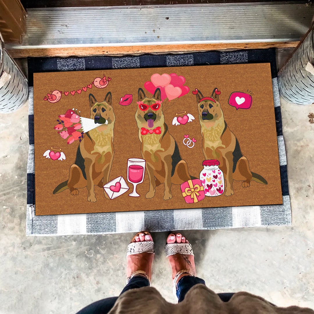 Valentines German Shepherd Mat, Valentines Dog Rug, German Shepherd ...