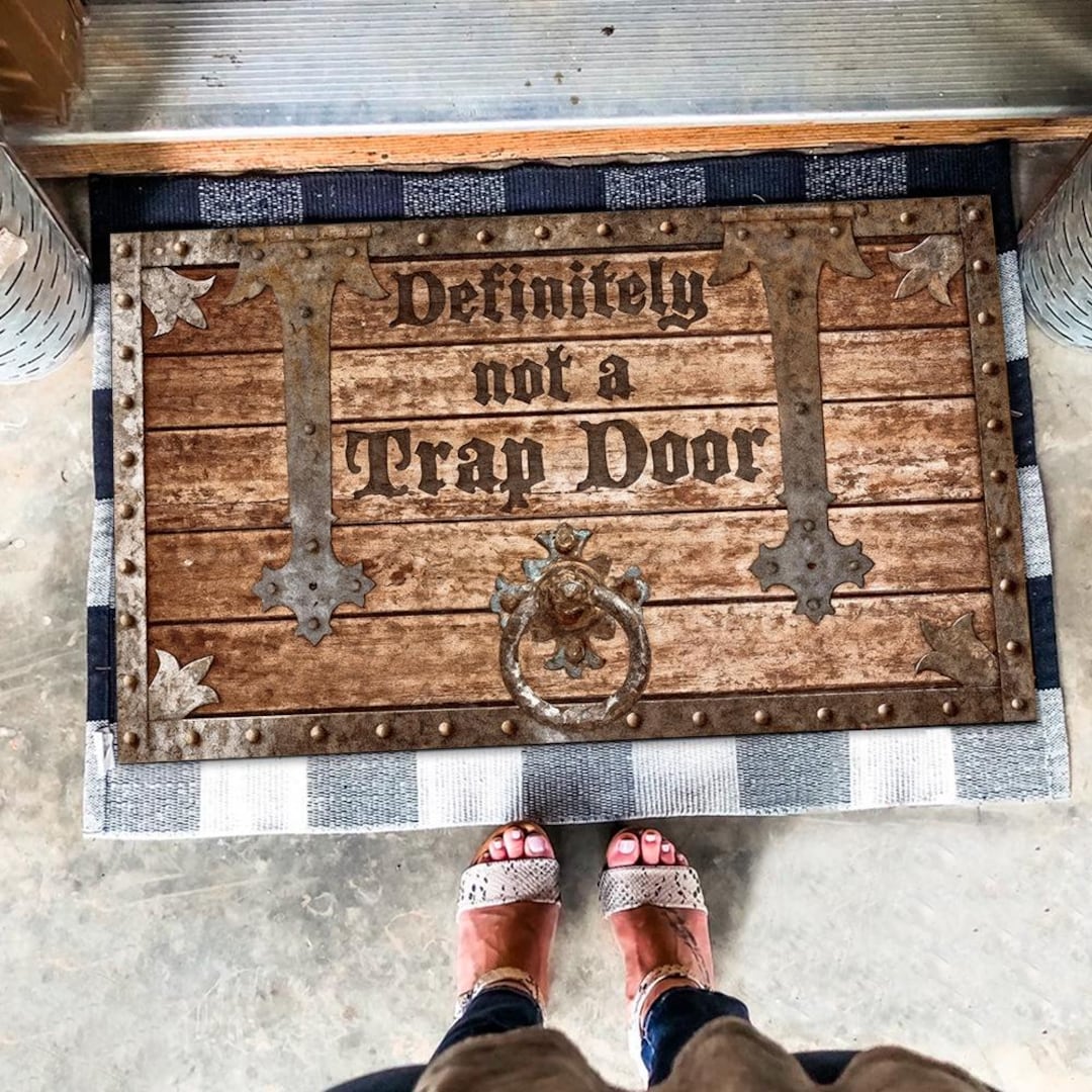 Definitely Not A Trap Door Mat, Funny Door Mats, Aesthetic Welcome ...