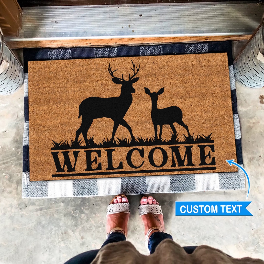 Deer Welcome Doormat, Cute Deer Doormat, Deer Doormat, Wildlife Doormat ...
