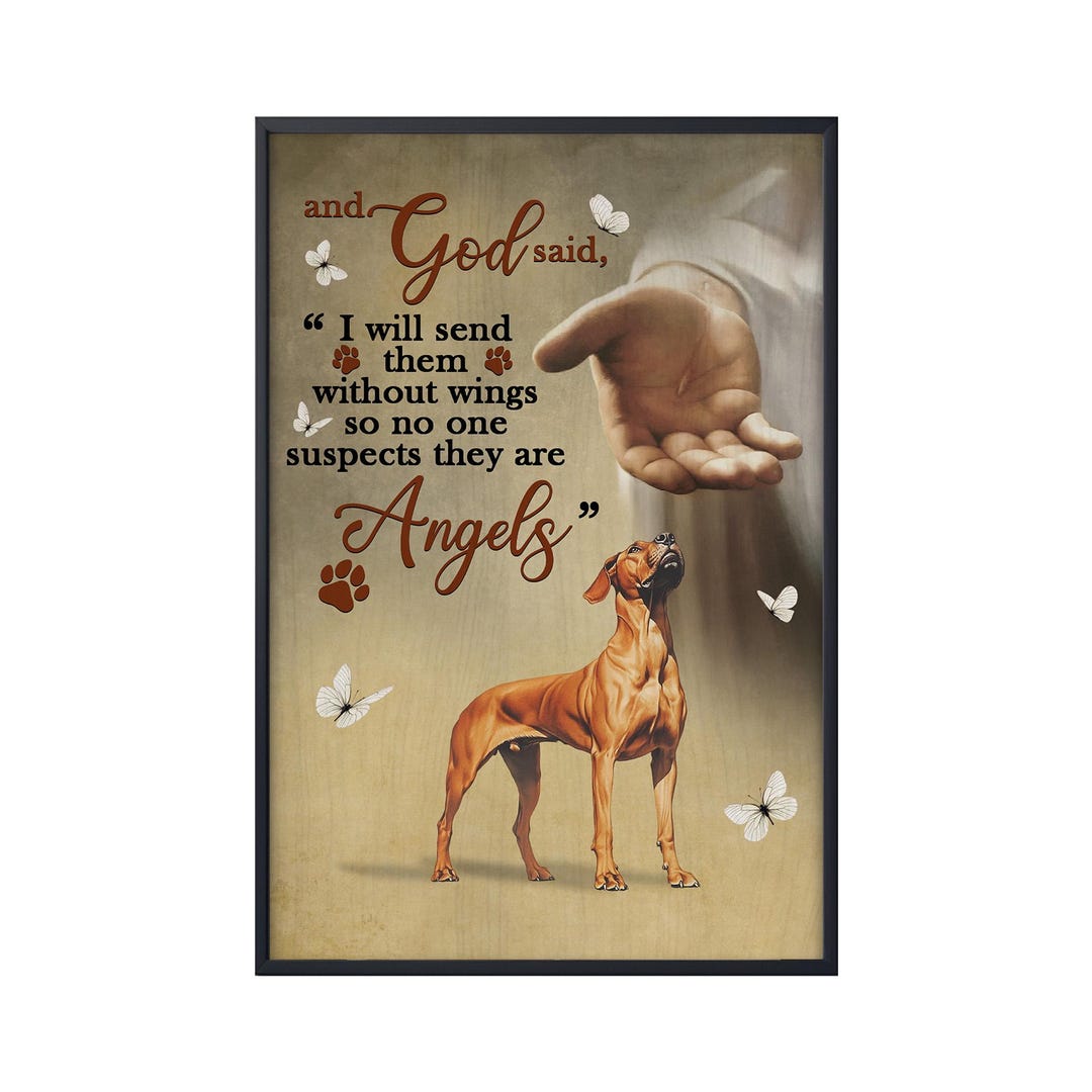 Rhodesian Ridgeback Wall Art, Angels Jesus Poster God With Dog Canvas ...