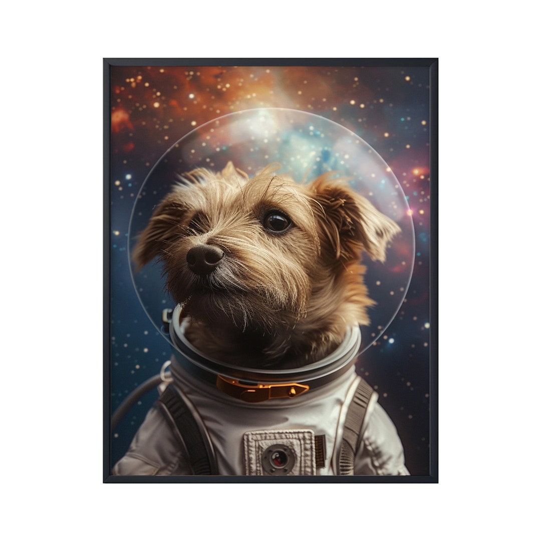 Personalization Dog on Space Poster, Custom Pet in Space Wall Art W Any ...