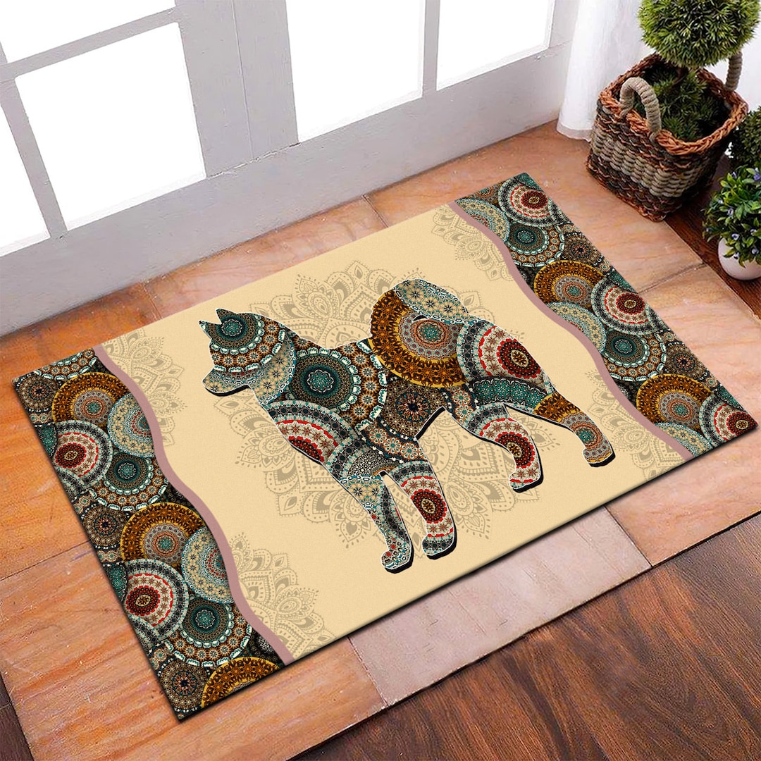 Vintage Alaskan Malamute Rug, Tribal Alaskan Malamute Mat, Malamute ...