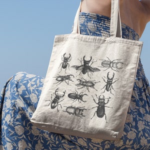 Beetle Cotton Tote Bag, Insect Tote Bag, Bug Tote Bag, Beetle Tote Bag ...