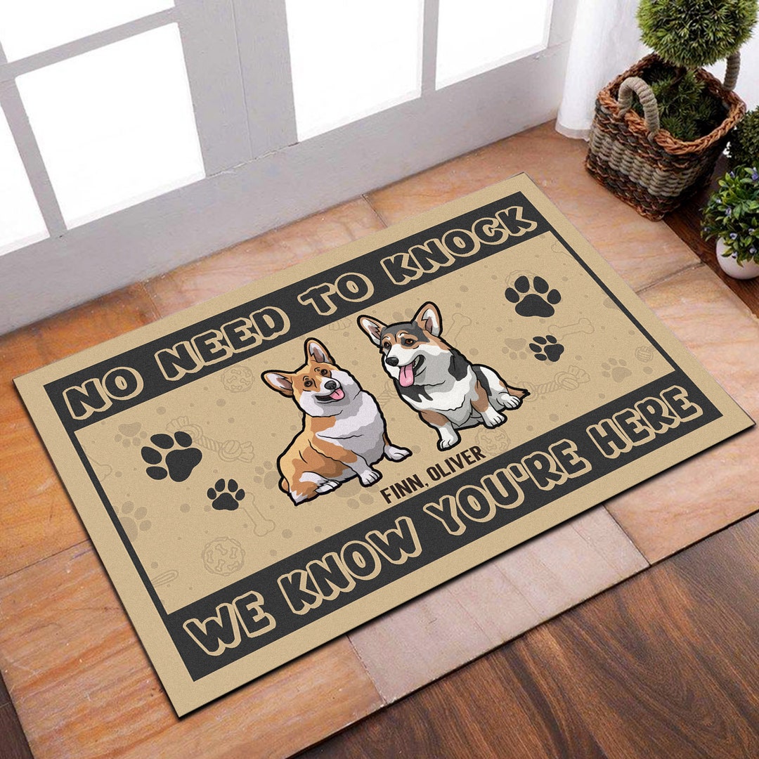 Custom Pembroke Welsh Corgi Doormat, Corgi Personalized Doormat, Corgi ...