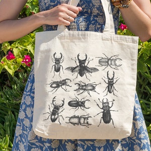 Beetle Cotton Tote Bag, Insect Tote Bag, Bug Tote Bag, Beetle Tote Bag ...