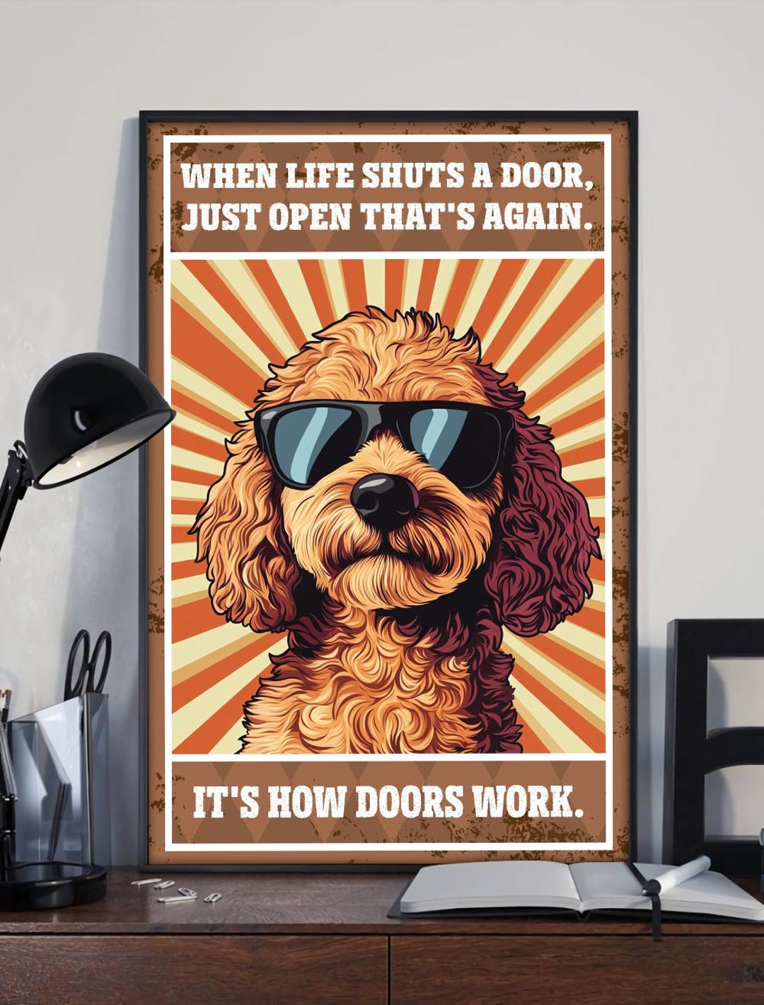 Funny Labradoodle It's How Door Work, Labradoodle Dog Poster, Dog Wall ...