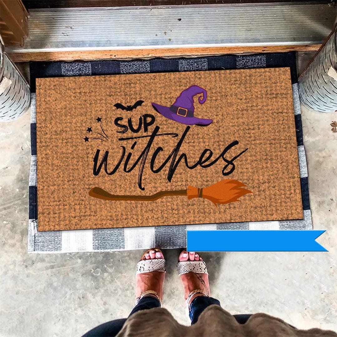 Sup Witches Halloween Doormat, Funny Welcome Mat, Witch Halloween ...