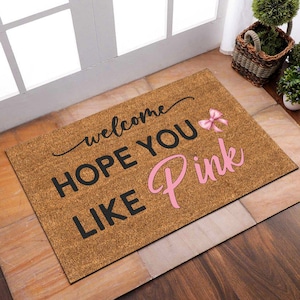 Hope You Like Pink Mat, Welcome Pink Bow Doormat, Watercolor Pinky Bow ...